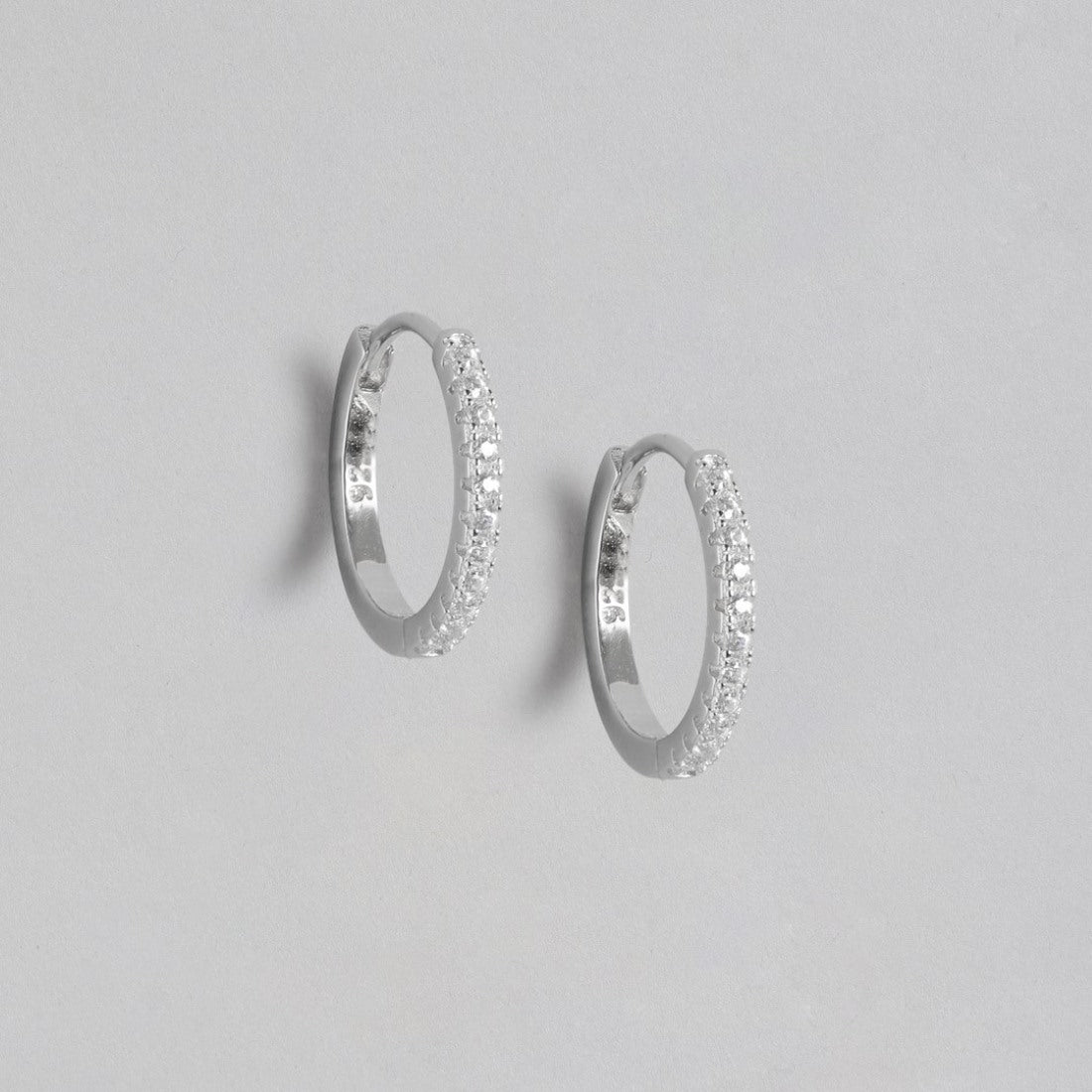 Eternal Hoop One Line CZ Radiance Rhodium-Plated Earrings – Zavya