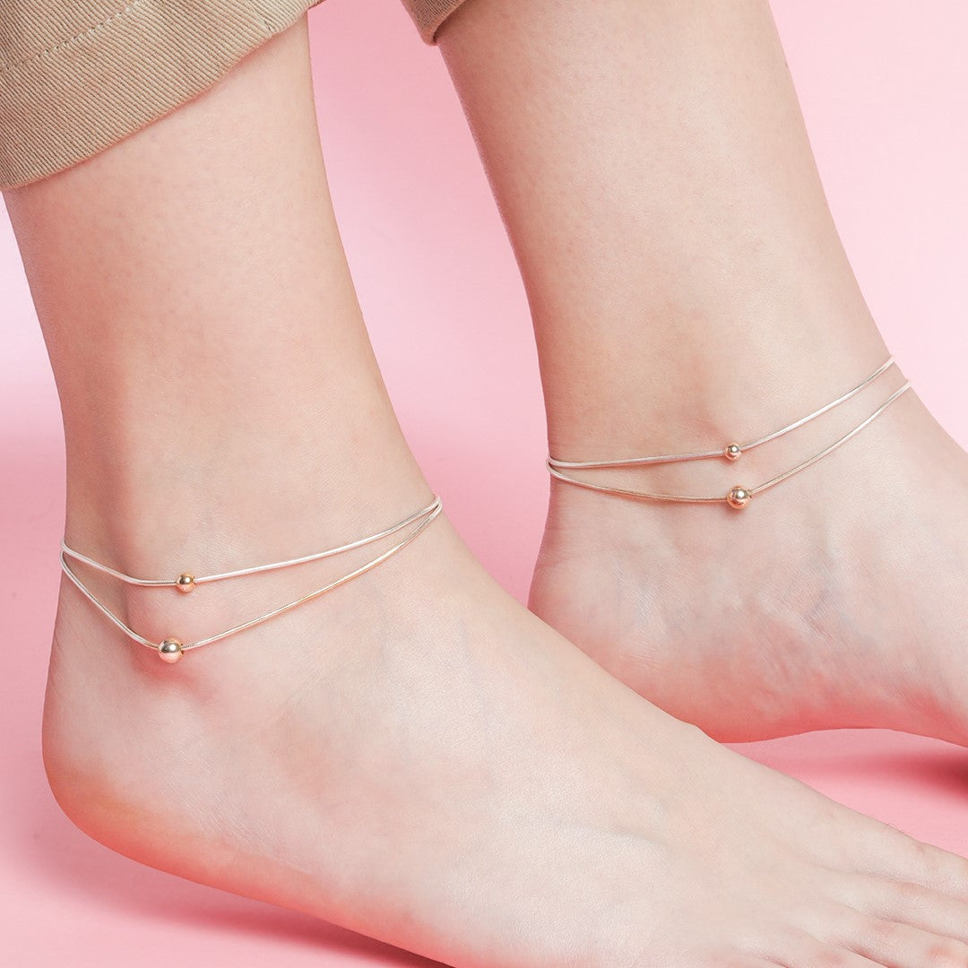 Buy Double String Rhodium Plated Women's Anklet – Zavya