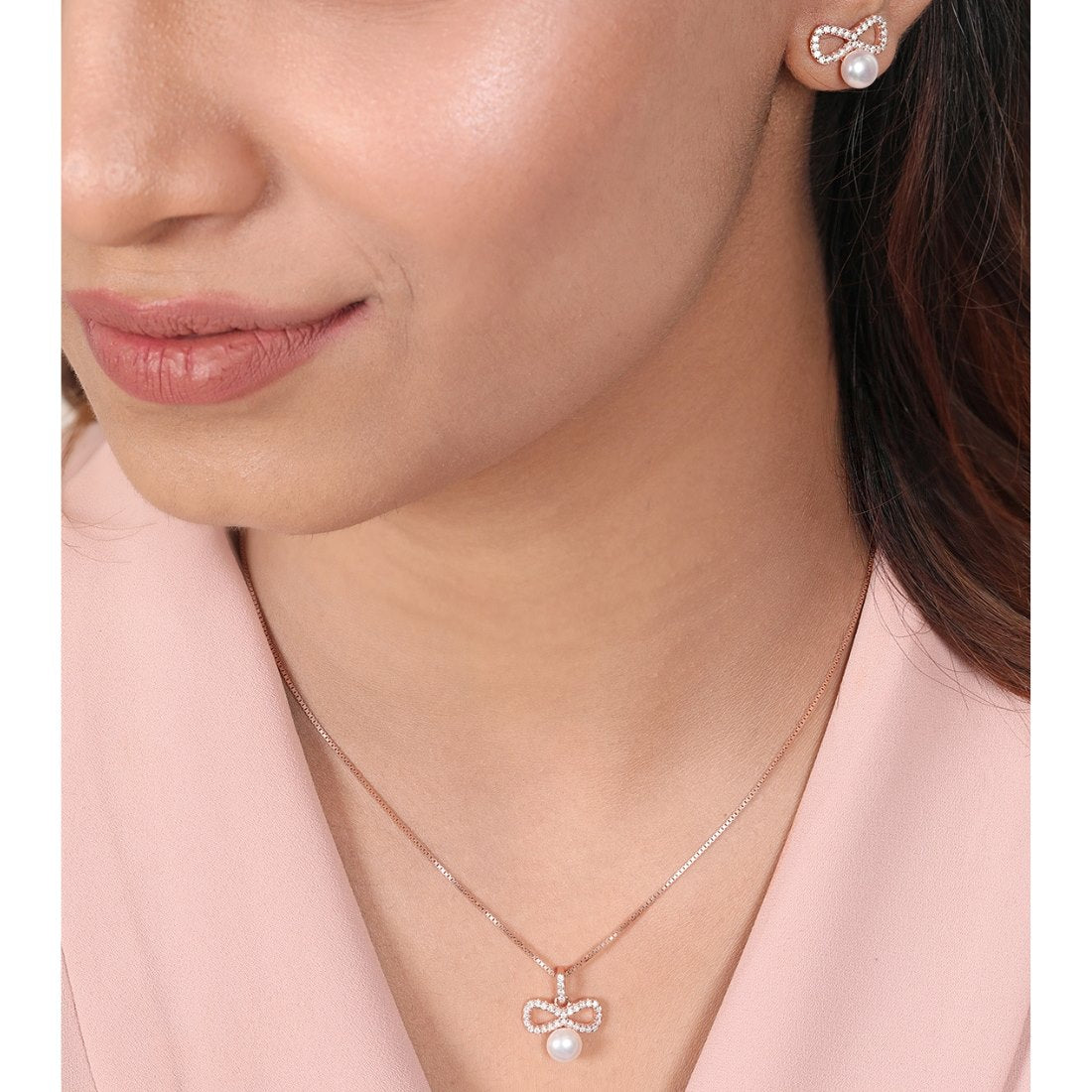 Buy Infinite Elegance Rose Gold-Plated Women's Silver Jewelry Set – Zavya