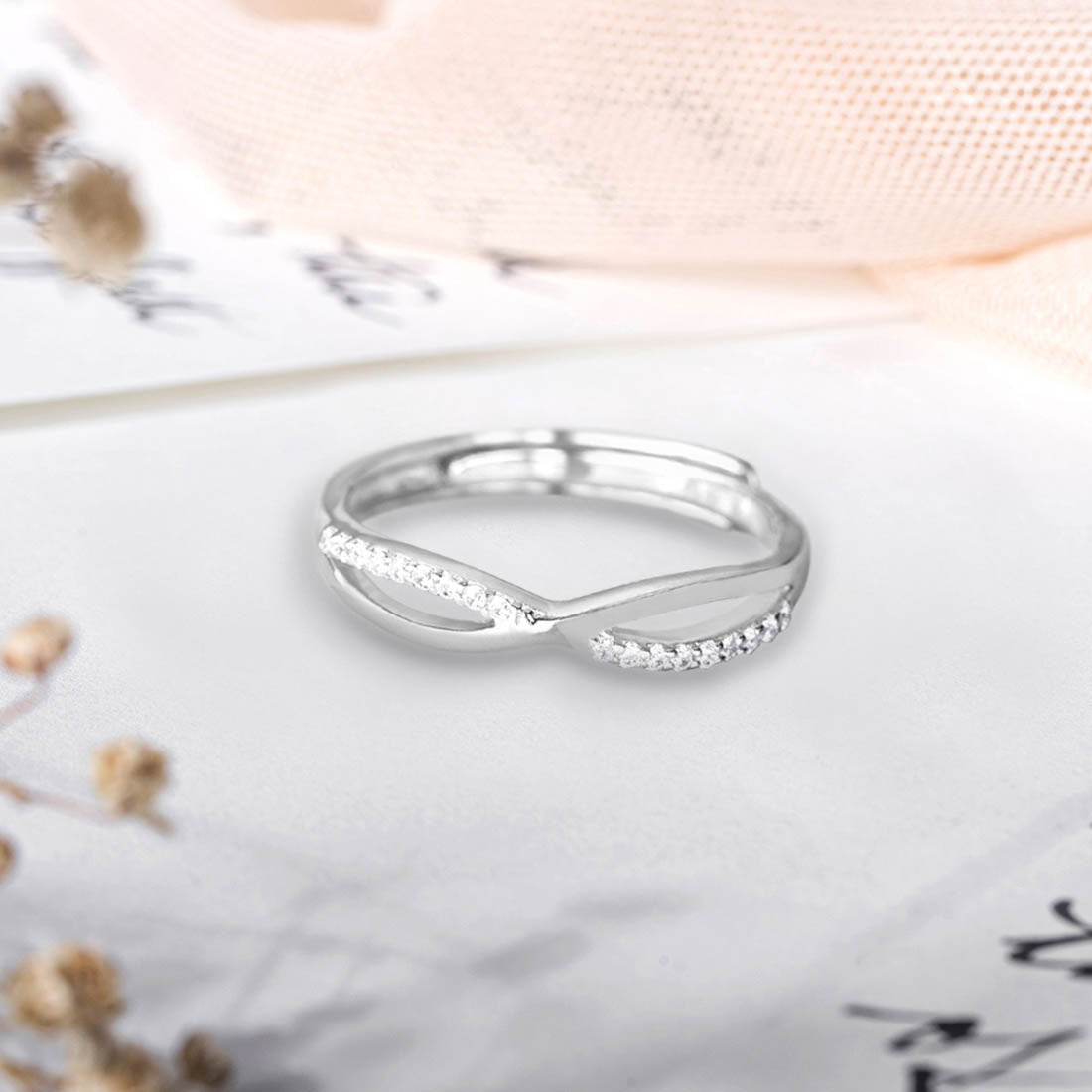 Endless Sparkle Rhodium-Plated 925 Sterling Silver Infinity Ring for H – Zavya