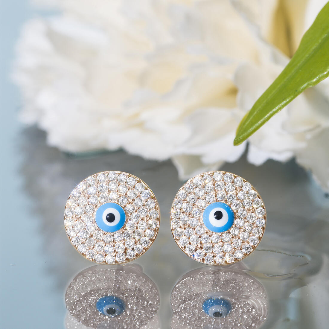 Shop for Evil eye Rose Gold Plated Women's Earrings online by Zavya