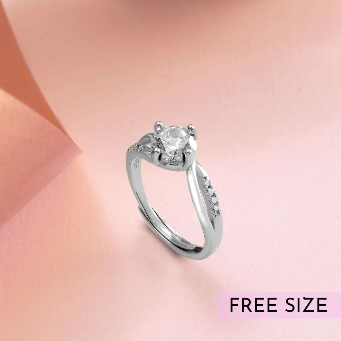 Shop for Solitaire Rhodium Plated Women's Ring online by Zavya