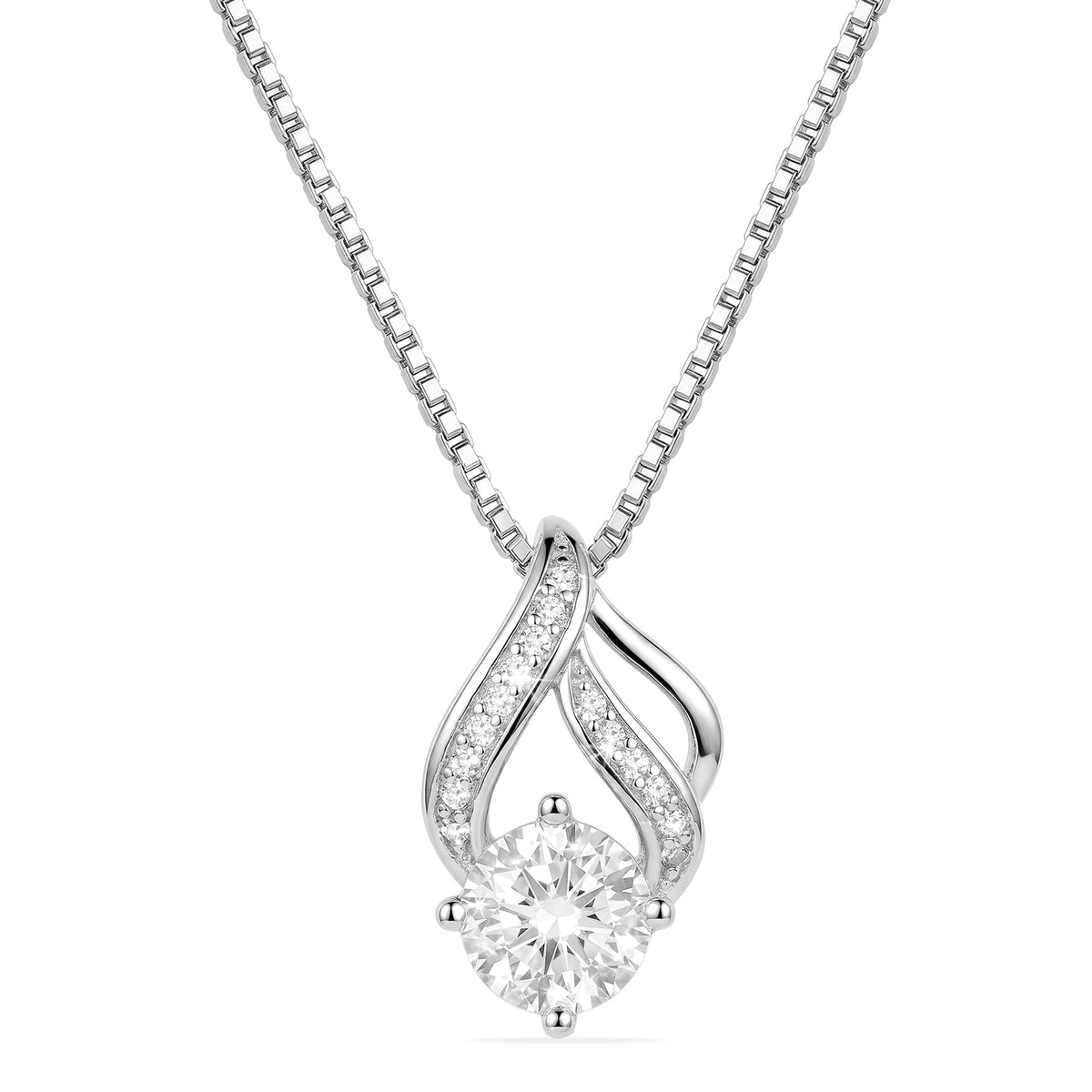 Dazzling Array Rhodium Plated 925 Sterling Silver Pendant Necklace – Zavya
