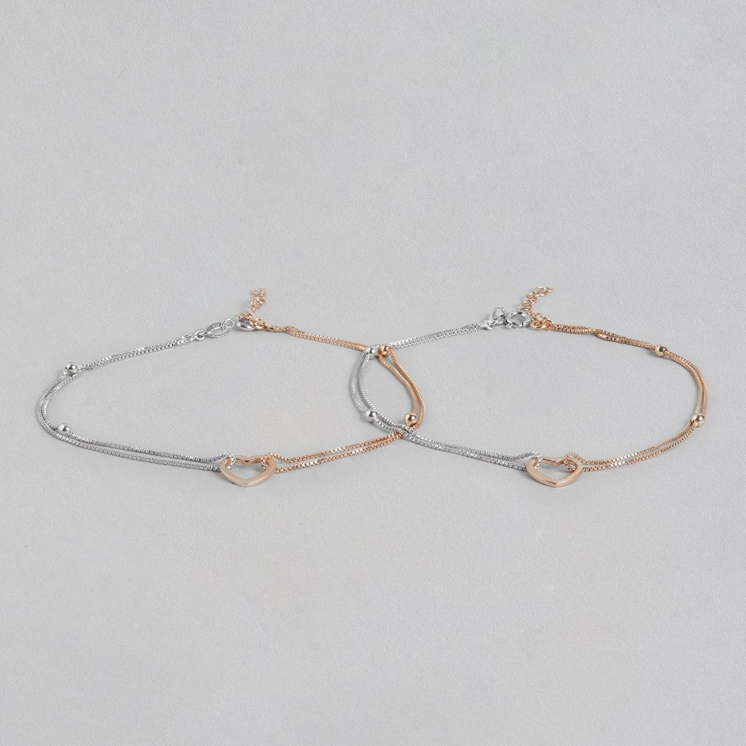 Dainty Hearts Dual-Tone 925 Sterling Silver Anklet - Buy Now – Zavya