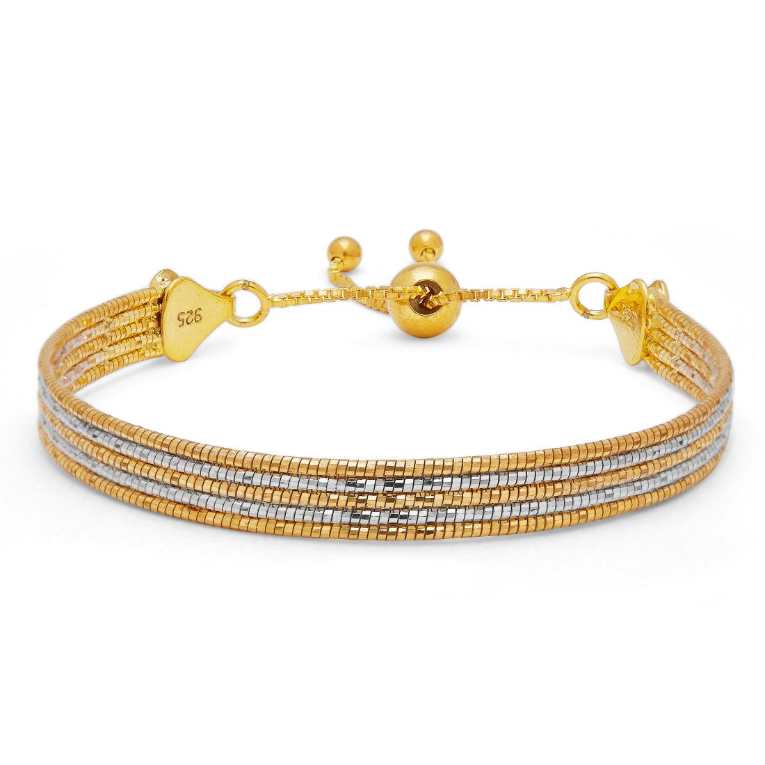 Golden Symphony Dual-Plated 925 Sterling Silver Bracelet – Zavya