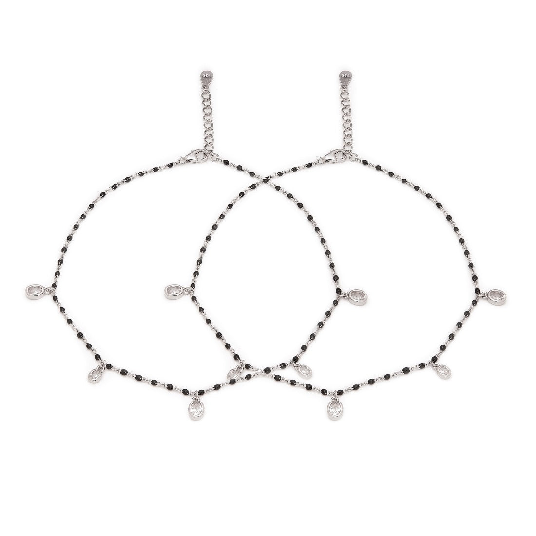 Buy Black Beads Rhodium Plated Women's Anklet – Zavya