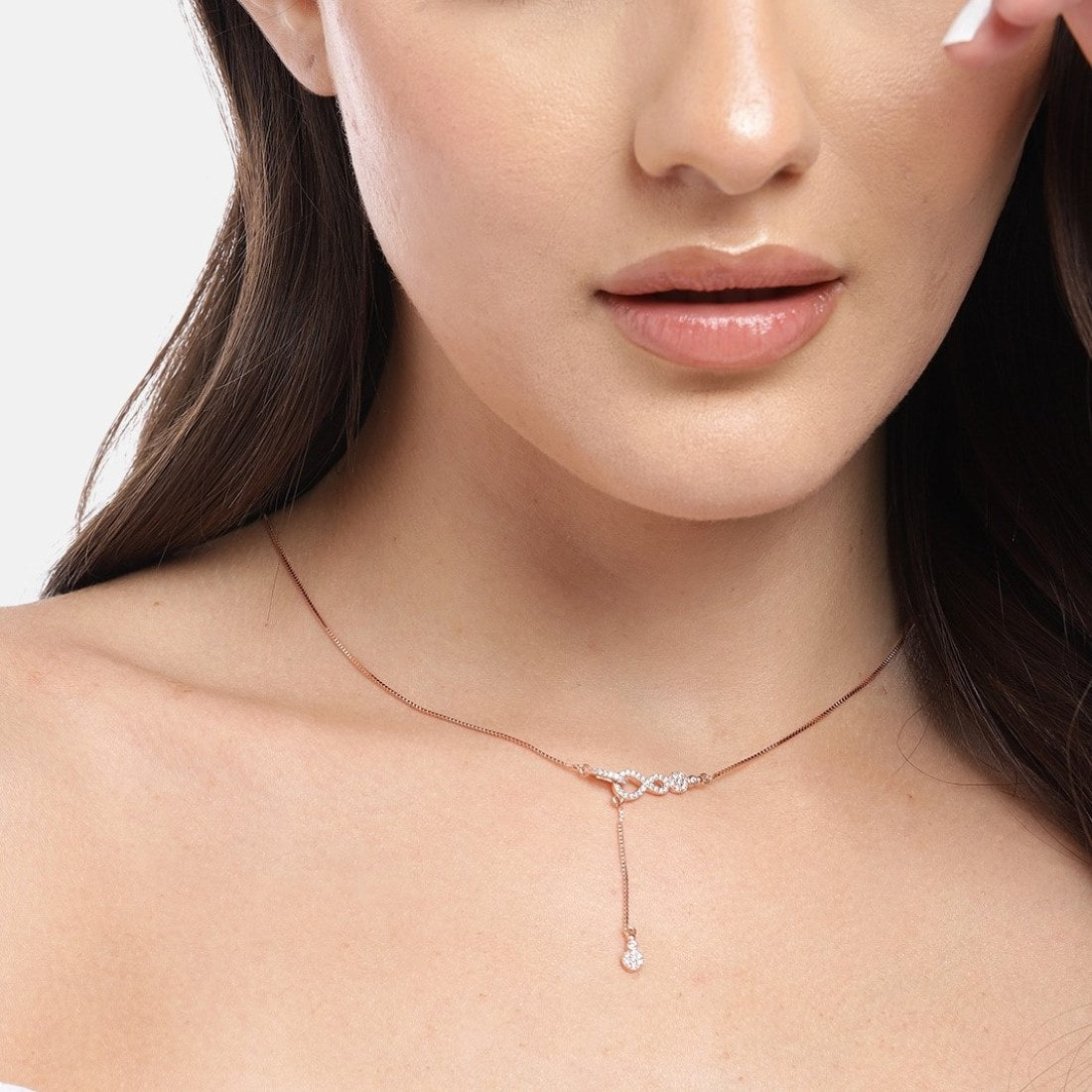 Infinite Elegance Rose Gold-Plated 925 Sterling Silver Necklace – Zavya