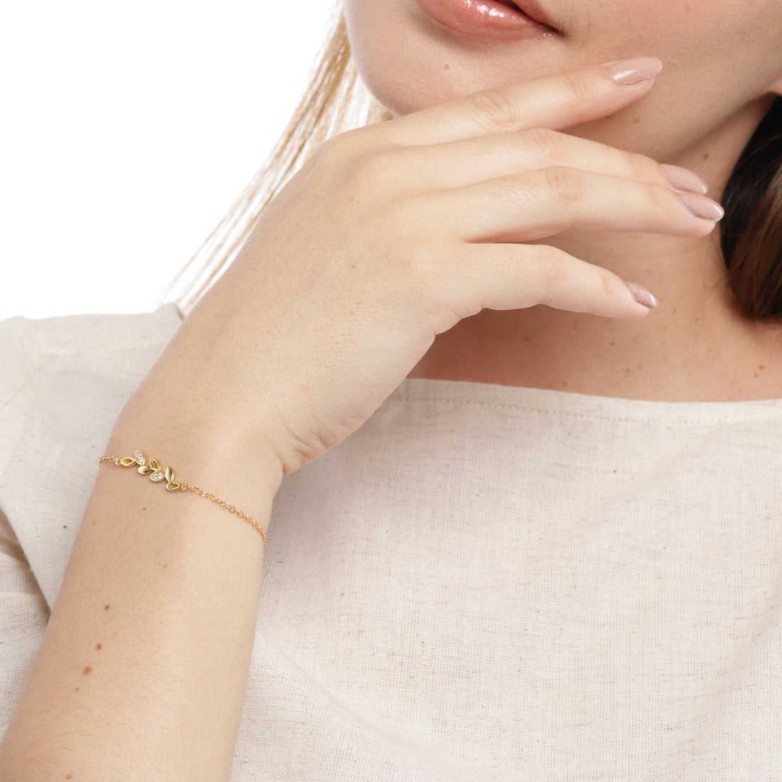 Golden Foliage 925 Sterling Silver Gold-Plated Leaf Bracelet – Zavya
