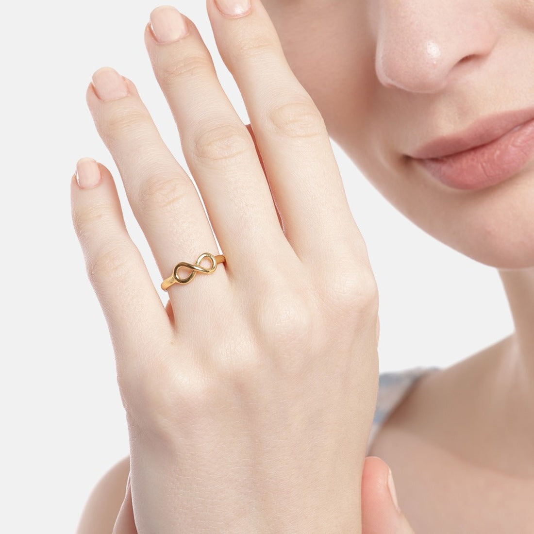 Eternal Love Gold-Plated 925 Sterling Silver Infinity Ring (Adjustable ...