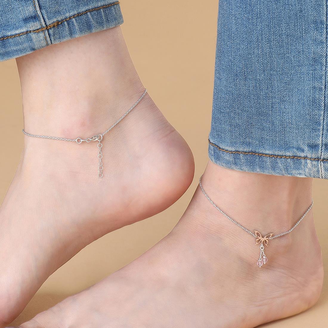 Buy Butterfly Bliss Dual Tone Plated Women's Anklet – Zavya