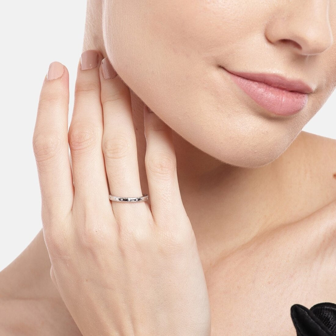 Forever Together Rhodium Plated 925 Sterling Silver Couple Ring (Adjus ...