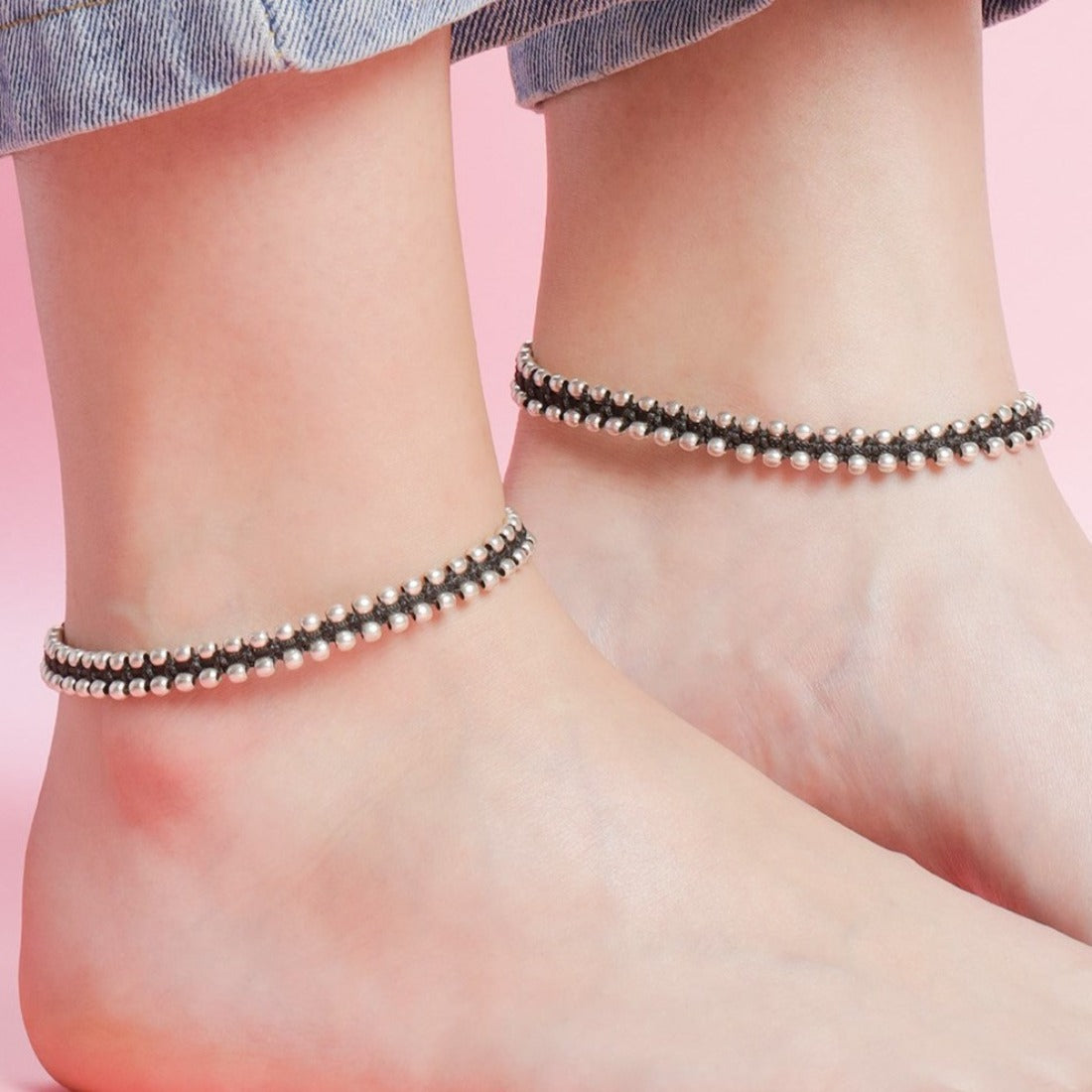 Buy Classic Beaded Rhodium Plated Anklet – Zavya