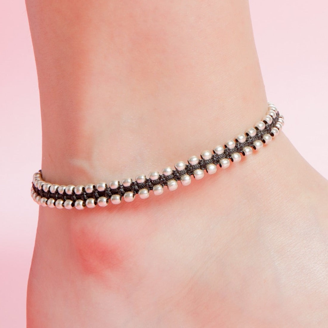 Buy Classic Beaded Rhodium Plated Anklet – Zavya