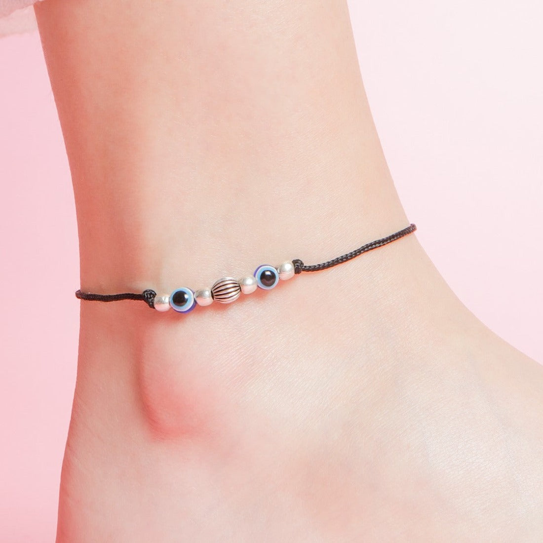 Buy Dual Evil Eye Rhodium Plated Women's Silver Anklet – Zavya