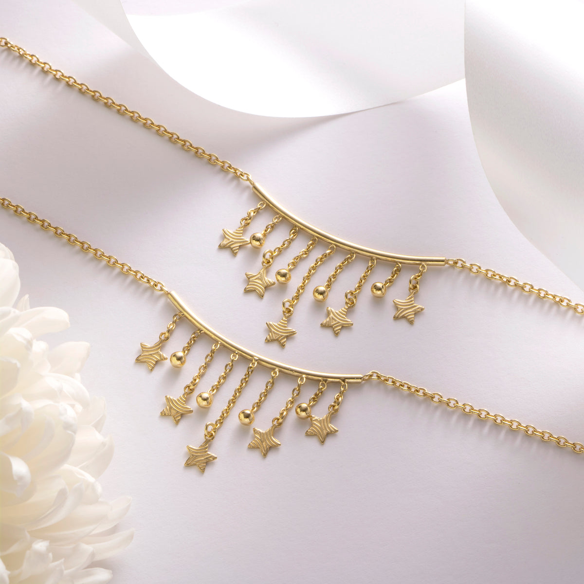 Buy Starry Cascade Gold-Plated Women's Silver Anklet – Zavya