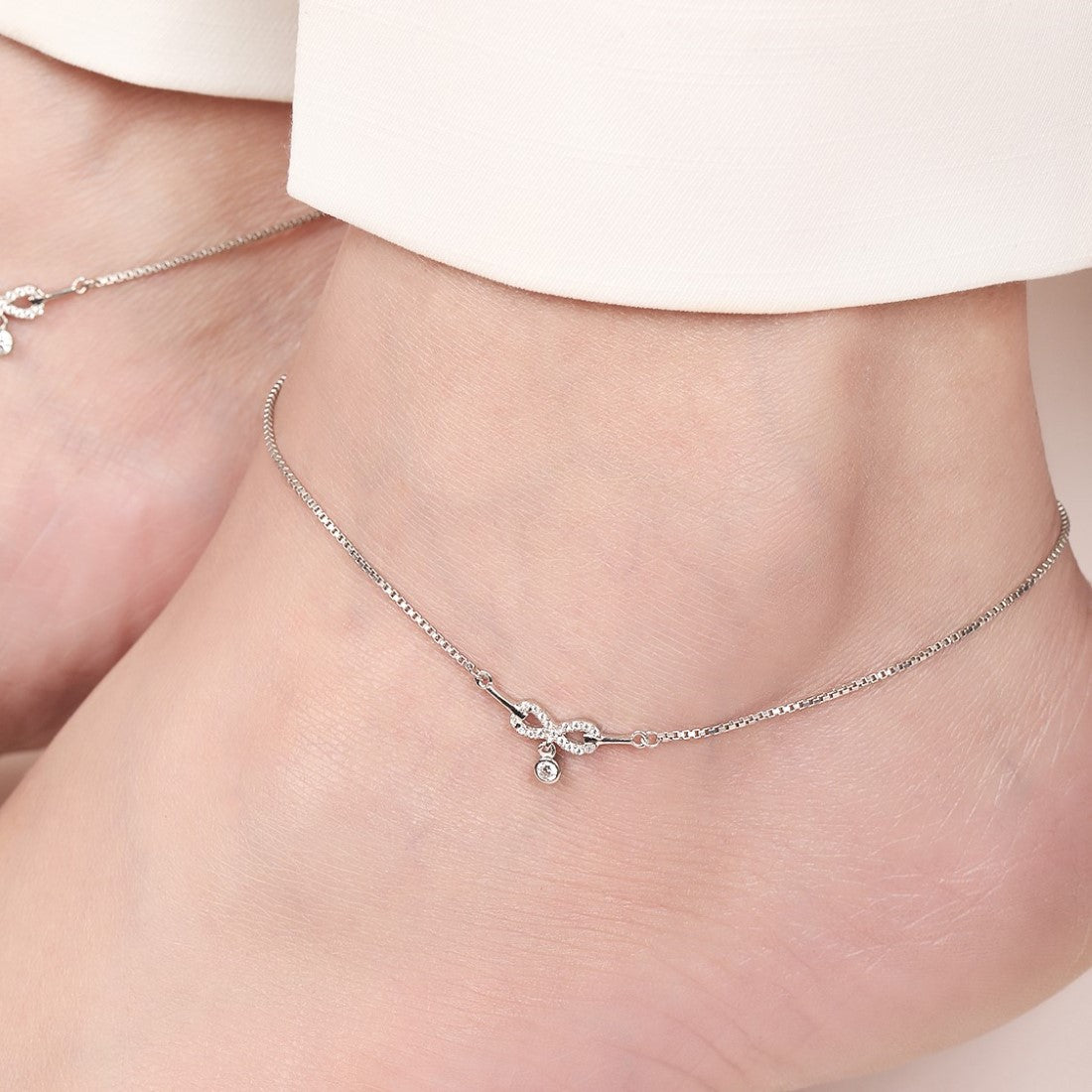 Buy Infinite Glamour Rhodium-Plated Women's Silver Anklet – Zavya