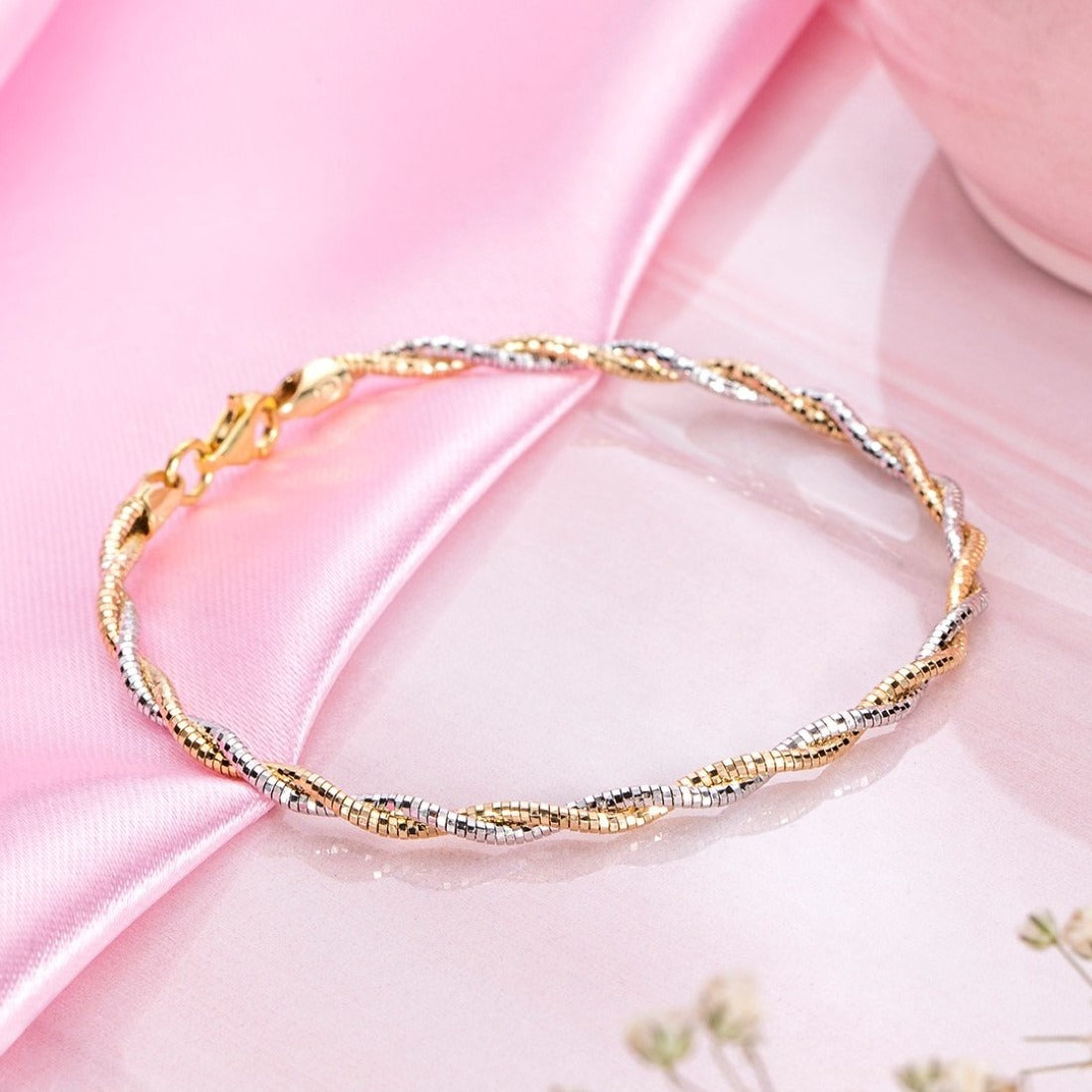 Harmony Weave 925 Sterling Silver Gold & Rhodium Plated Bracelet – Zavya