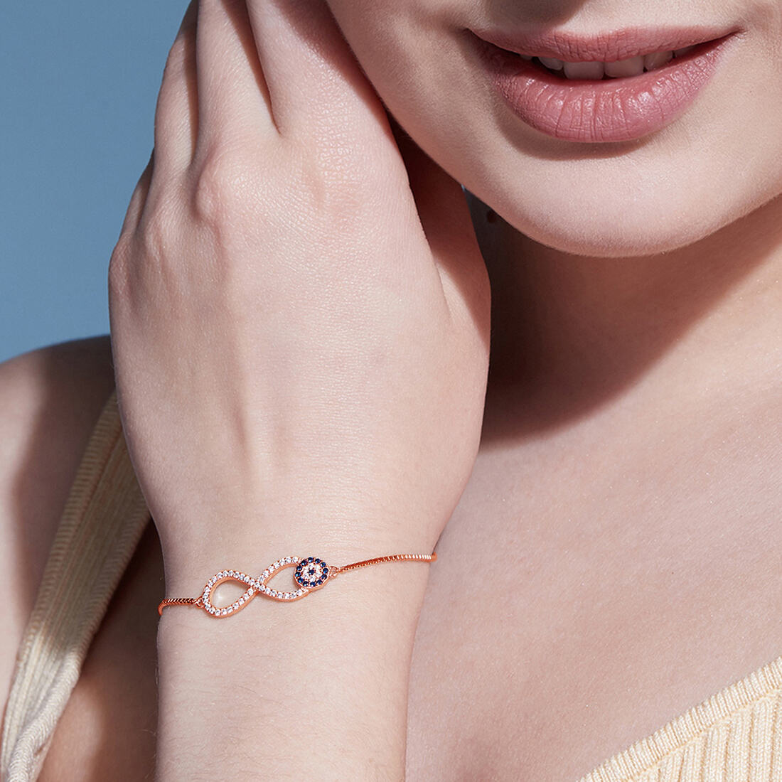 Shop for Infinity Rose Gold Plated Women's Bracelet online by Zavya