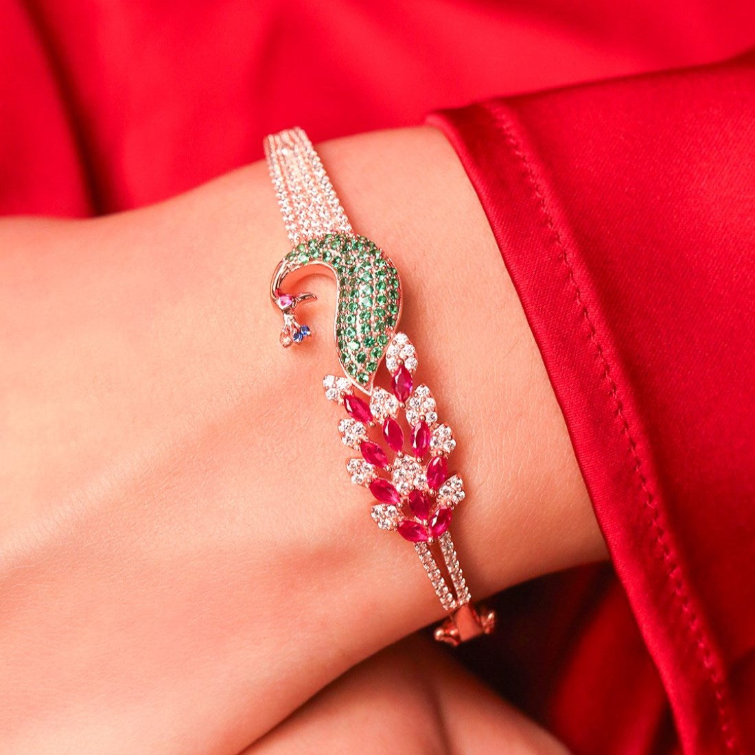 Peacock 925 Sterling Silver Bracelet In Rose Gold - Valentine's Gift ...