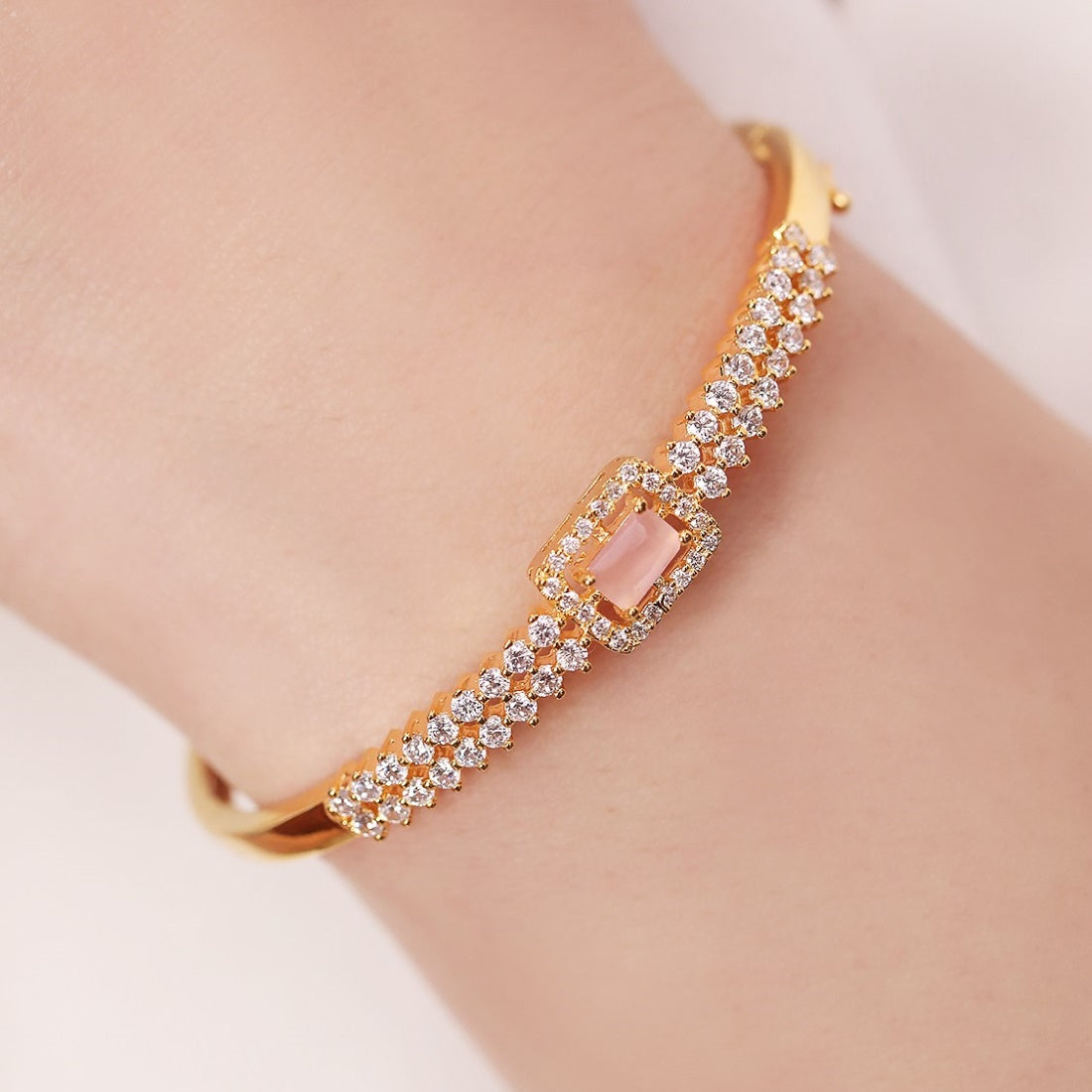 Blushing Elegance Gold Plated 925 Sterling Silver Bracelet – Zavya
