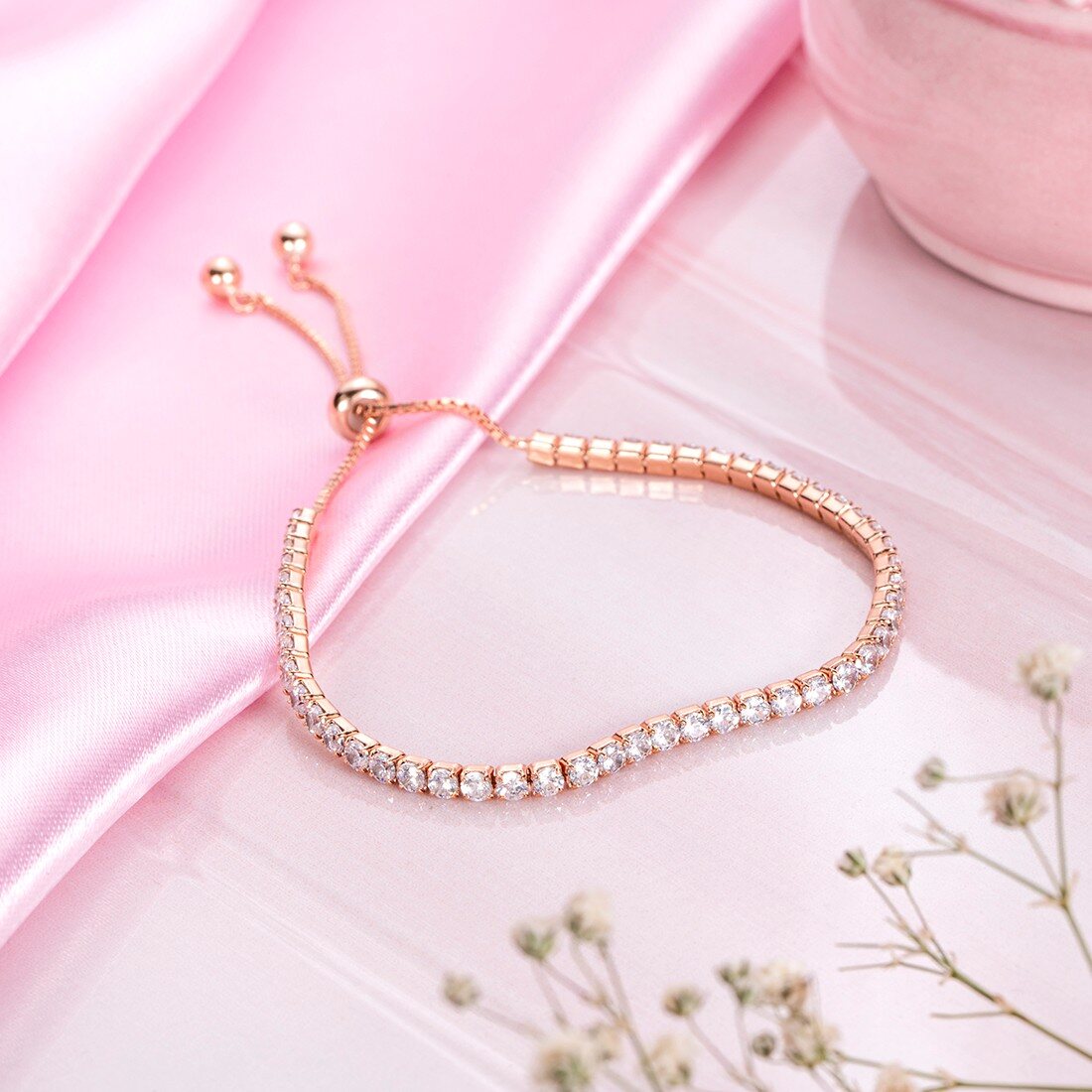 Glimmering Elegance One-Line CZ 925 Sterling Silver Bracelet – Zavya