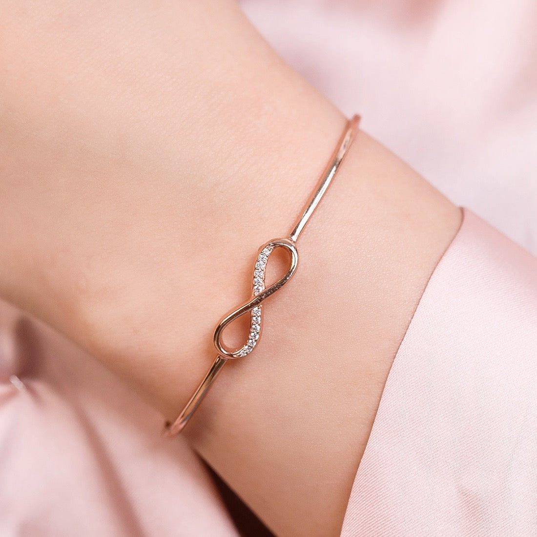 Infinite Radiance Rose Gold 925 Sterling Silver Adjustable Bracelet – Zavya