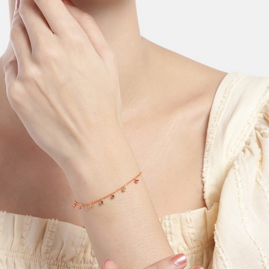 Dazzling Cascade Rose gold-Plated CZ 925 Sterling Silver Drop Bracelet ...