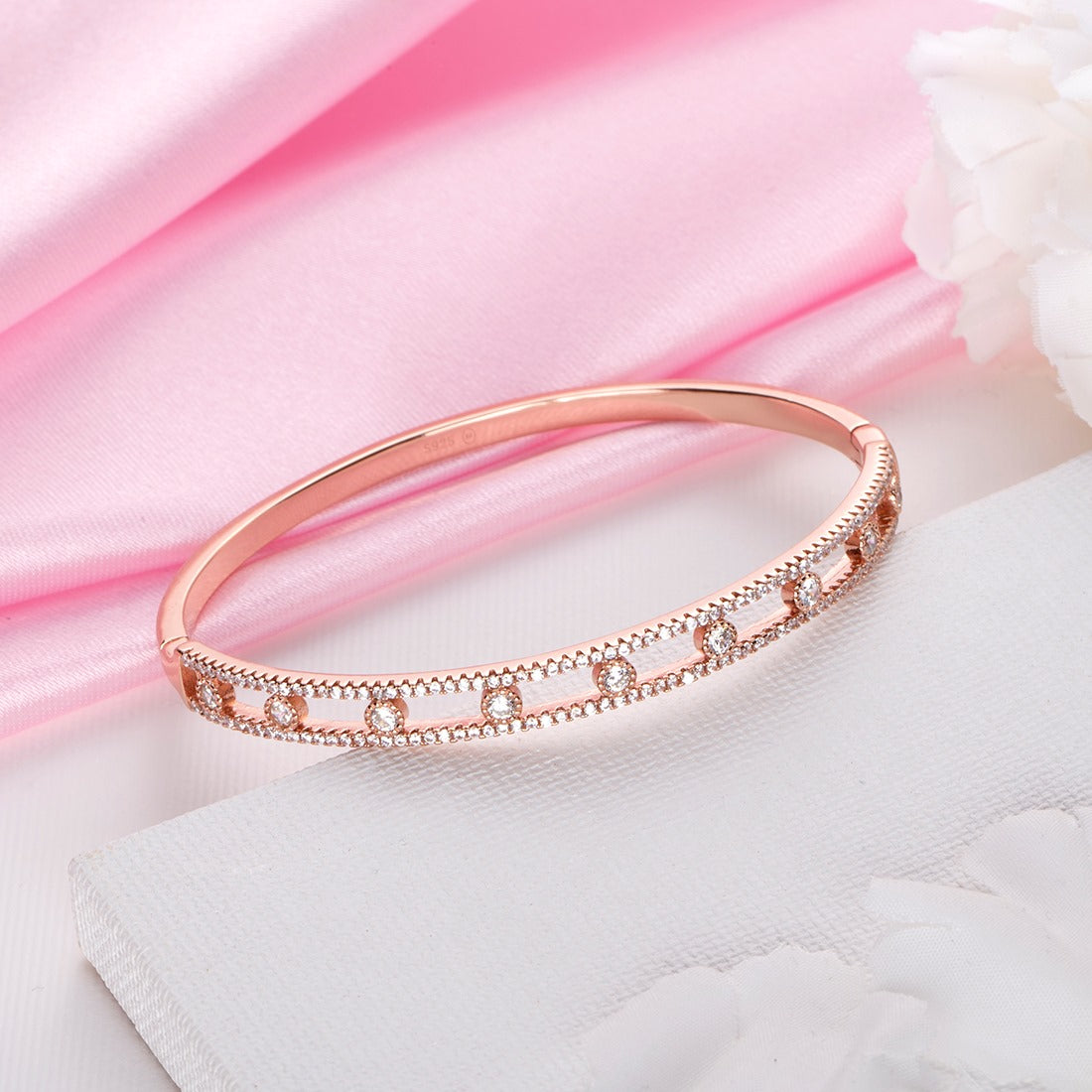 Radiant Elegance Rose Gold-Plated 925 Sterling Silver Kada Bracelet – Zavya