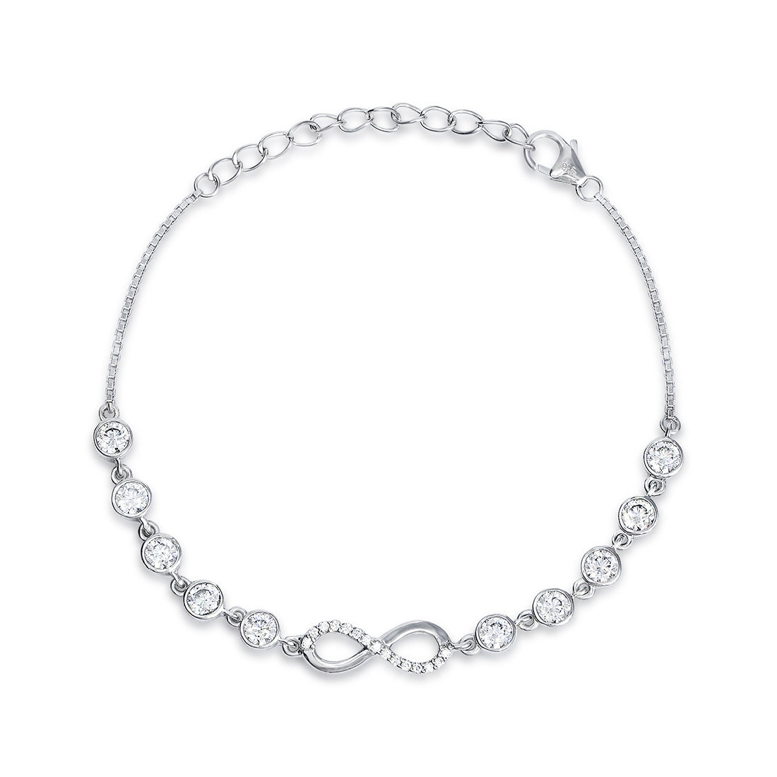 Buy Infinite Radiance Rhodium-Plated Women's Silver Bracelet – Zavya