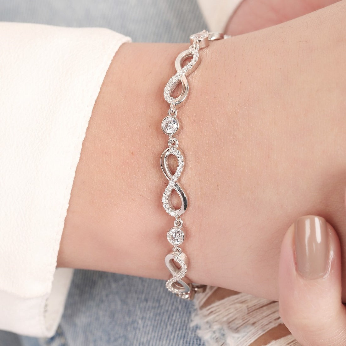 Celestial Eternity-Infinity Rhodium-Embraced 925 Sterling Silver Brace ...