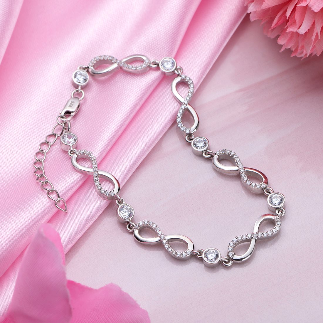 Celestial Eternity-Infinity Rhodium-Embraced 925 Sterling Silver Brace ...