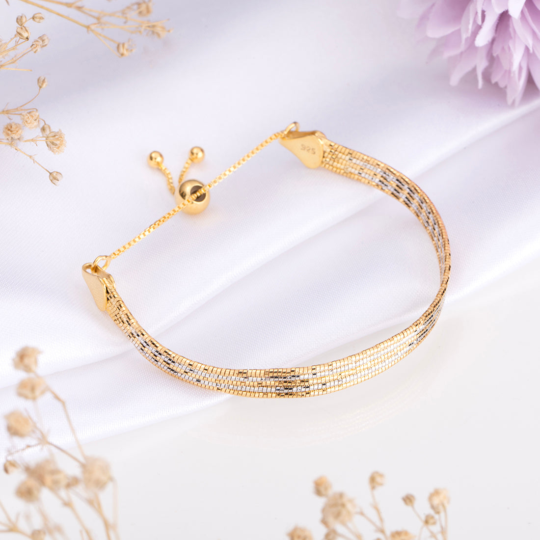 Golden Symphony Dual-Plated 925 Sterling Silver Bracelet – Zavya
