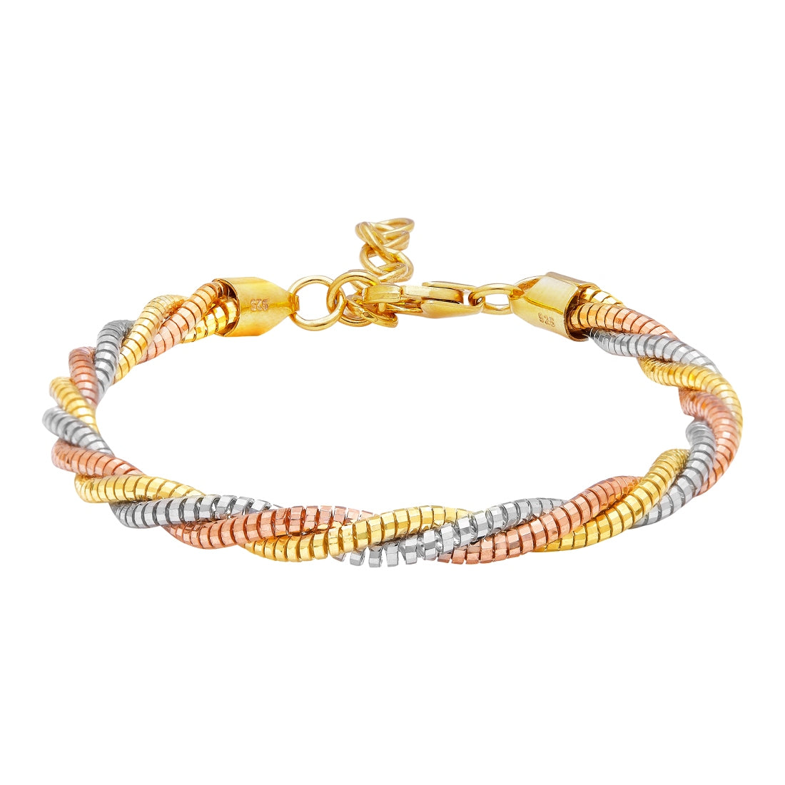 Buy Triple Tone Silver Weave Bracelet for Women – Zavya