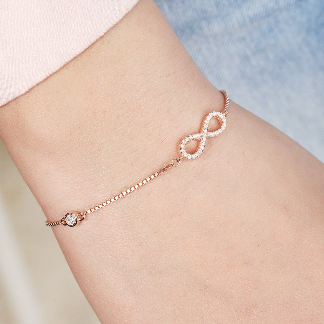 Buy Infinity Celestial Rose Gold Plated Silver Bracelet – Zavya