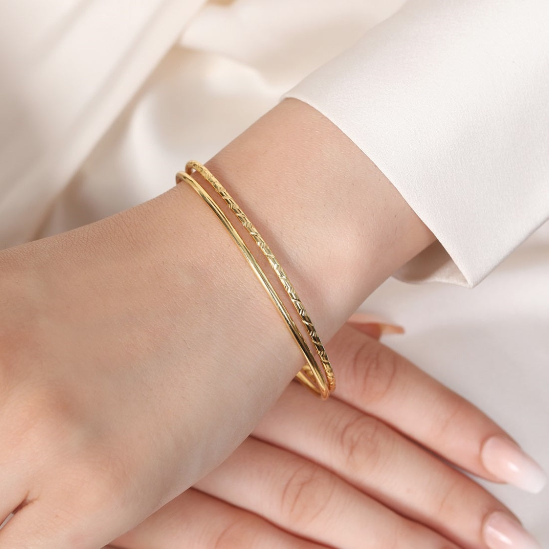 Buy Golden Glow Gold-Plated Double Line Silver Bracelet – Zavya