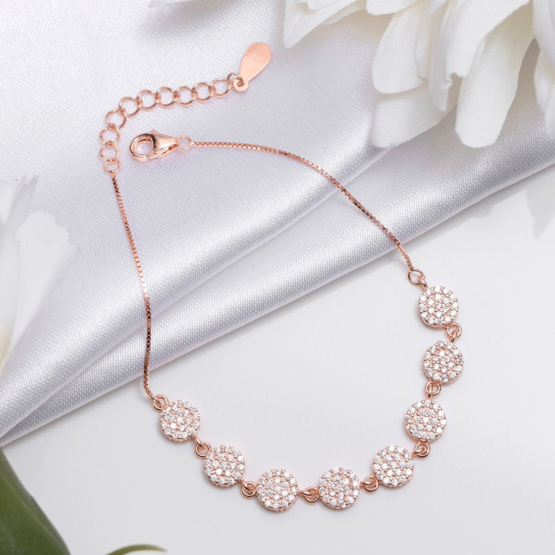 Floral Radiance Rose Gold Plated 925 Sterling Silver Flower Bracelet ...