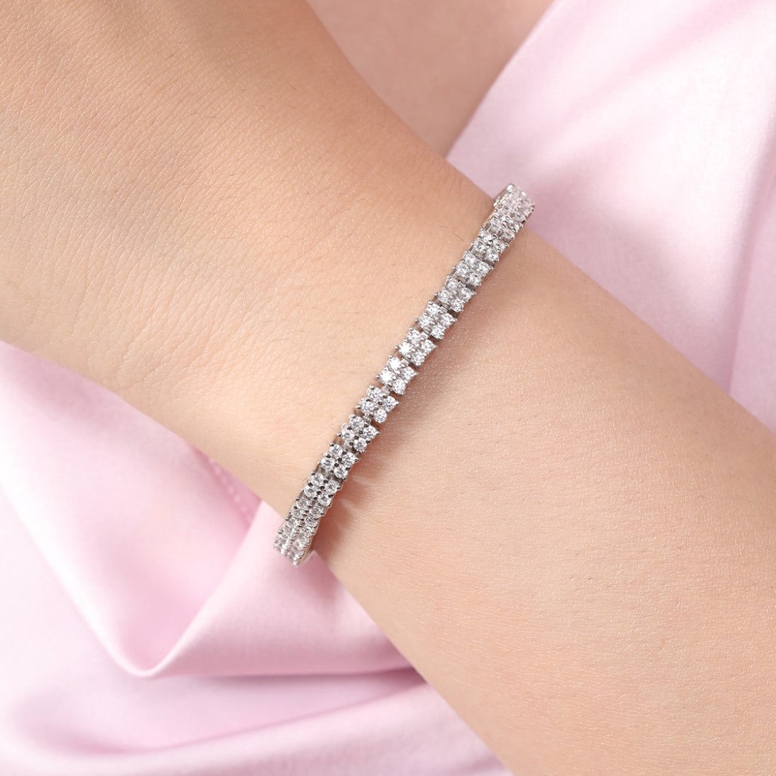 Square Brilliance Rhodium Plated 925 Sterling Silver Bracelet – Zavya