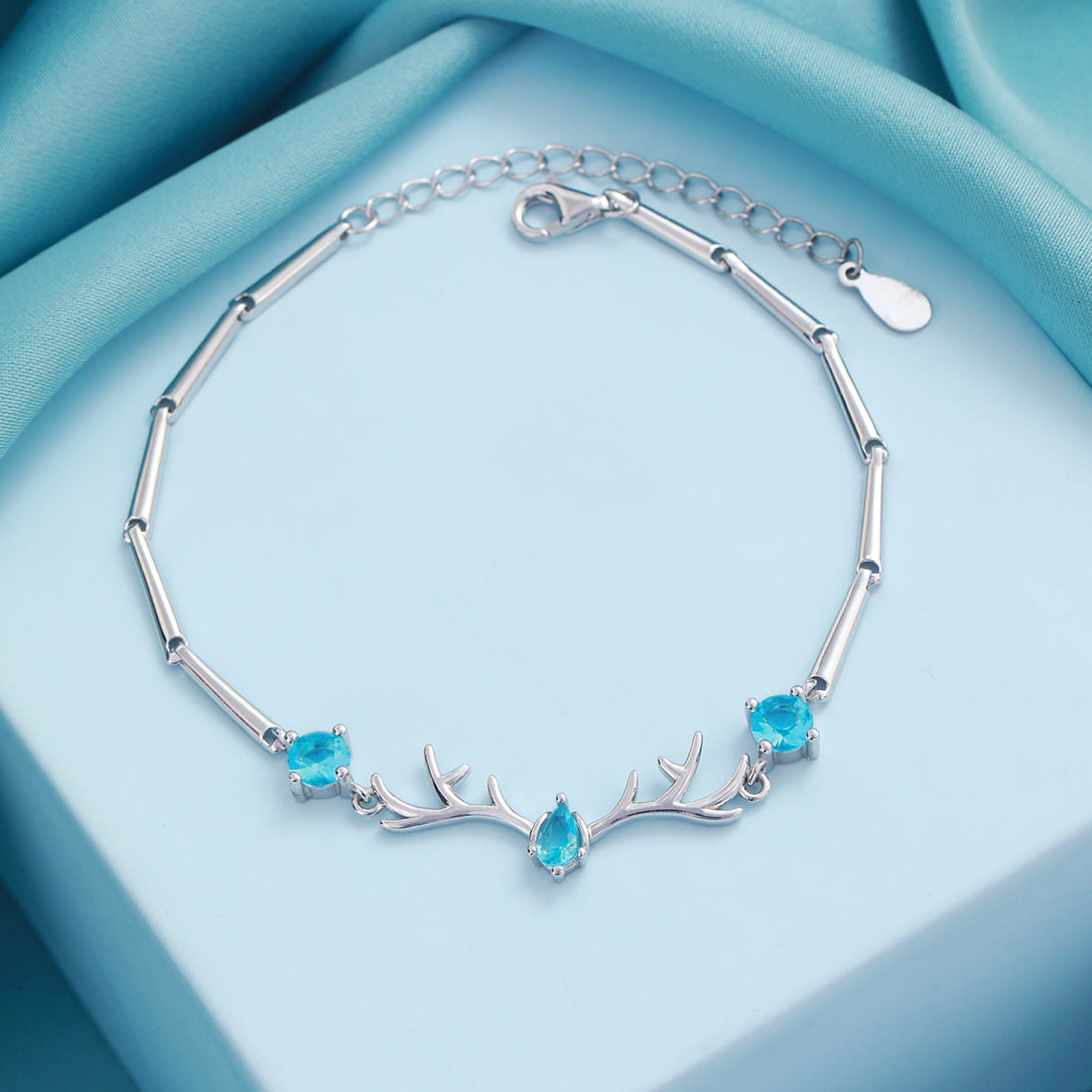 Blue Treasure Rhodium Plated 925 Sterling Silver Bracelet – Zavya