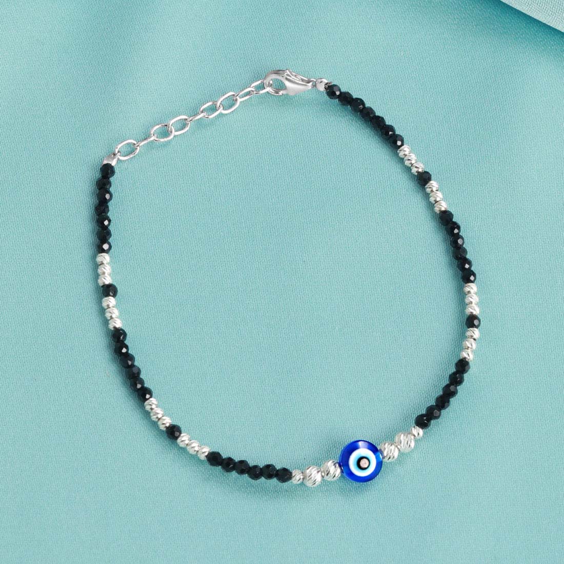 Protective Charm Rhodium Plated 925 Sterling Silver Evil Eye Bracelet ...