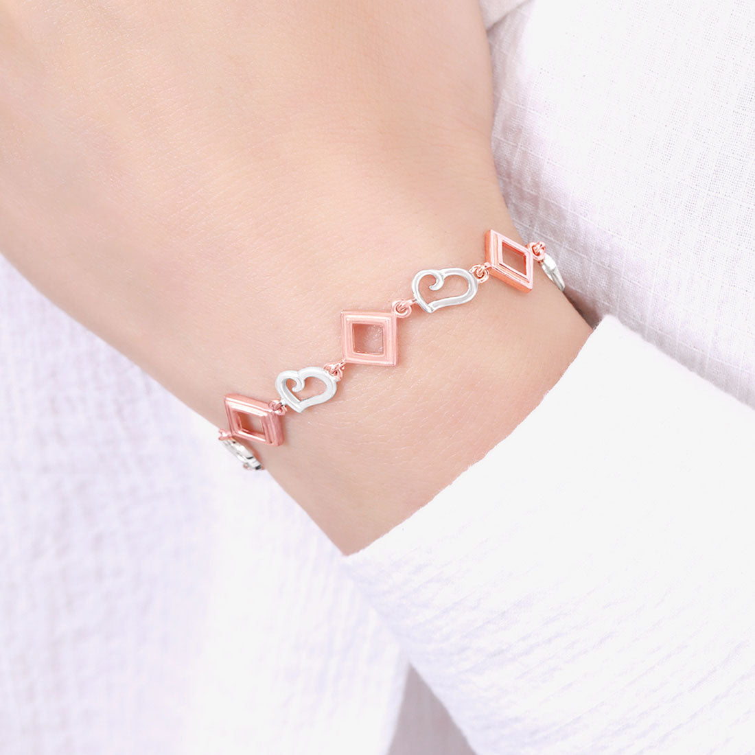 Love Geometry Dual Plated 925 Sterling Silver Bracelet – Zavya