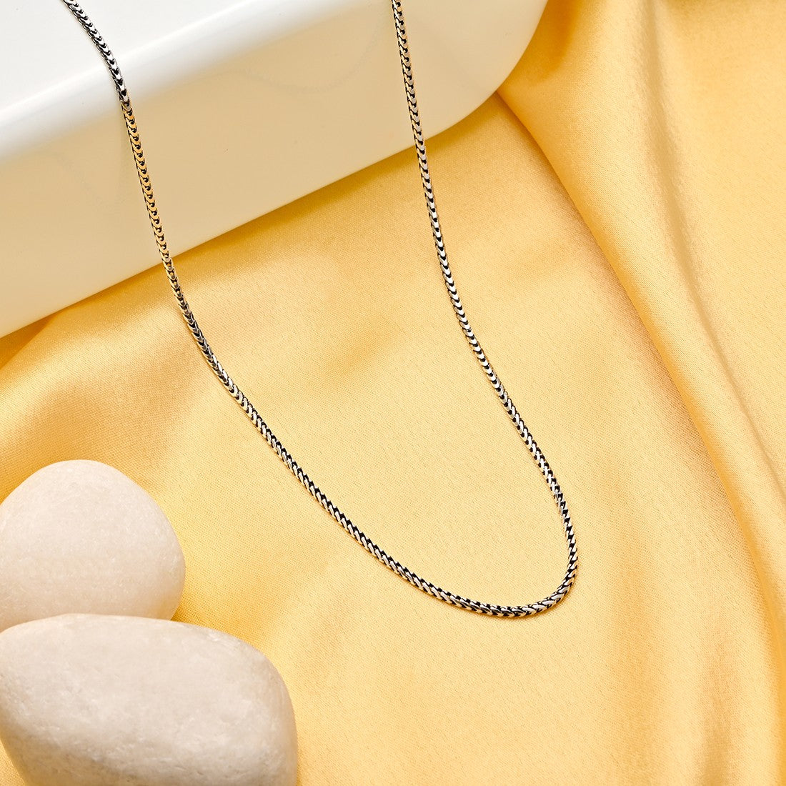Lustrous Weave Rhodium-Plated 925 Sterling Silver Chain for Men – Zavya