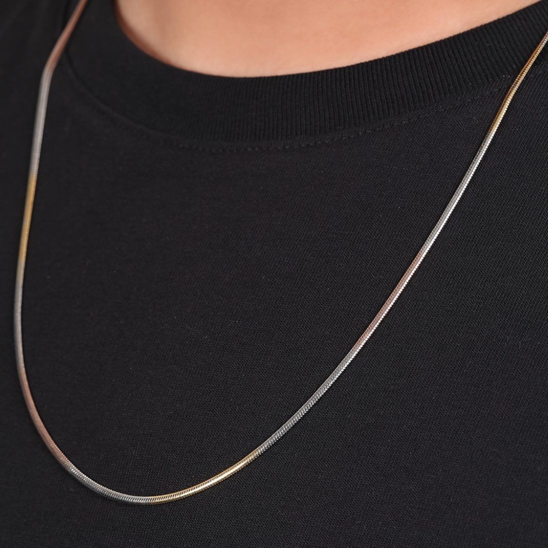 Striking Triple Tone 925 Sterling Silver Men's Snake Chain – Zavya