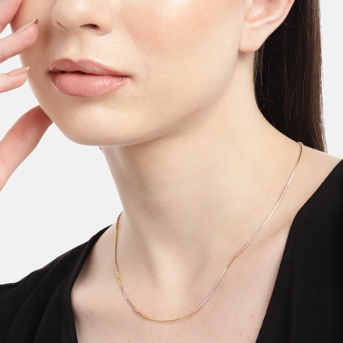 Trilogy of Radiance Triple Tone Plated 925 Sterling Silver Chain – Zavya