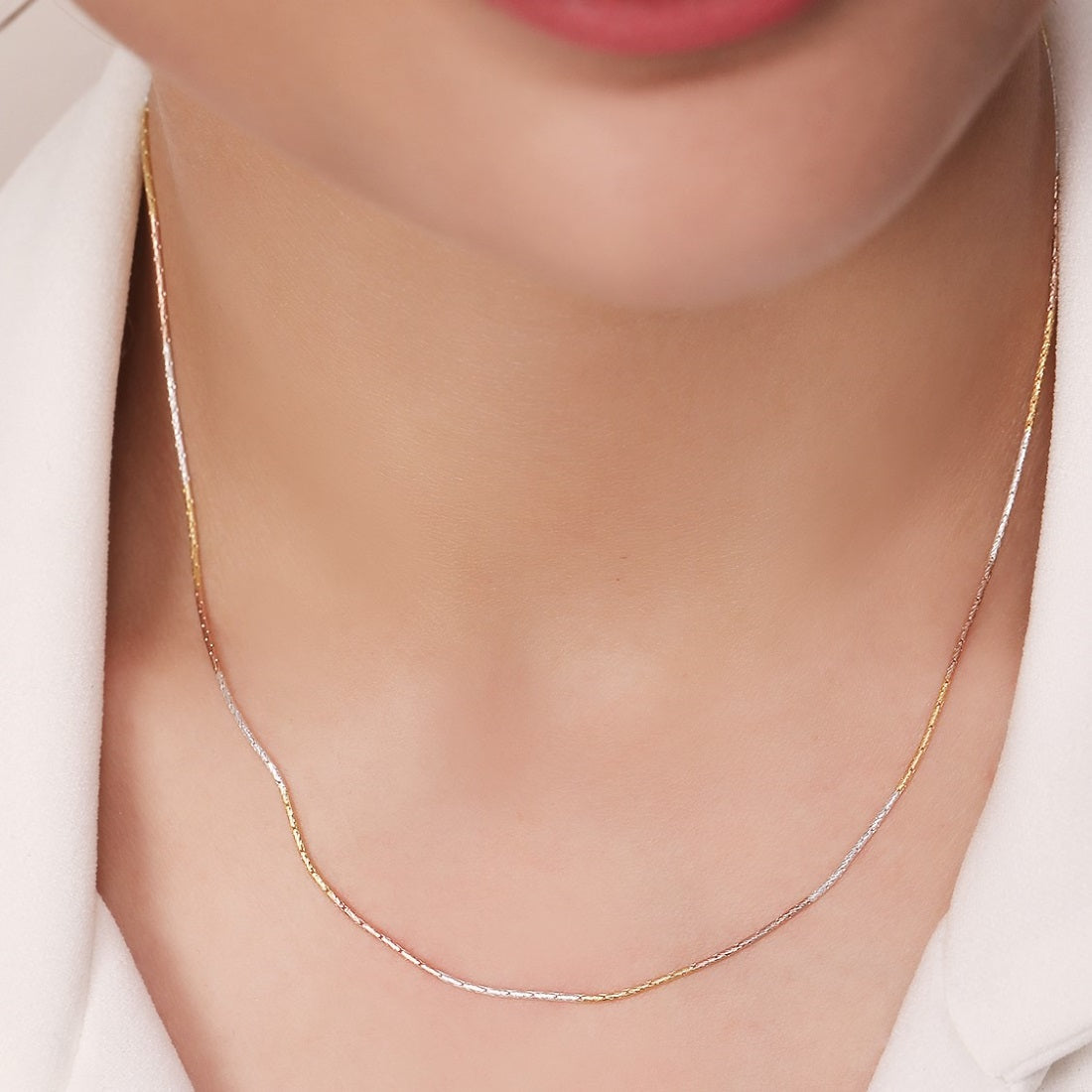 Tri-Tone Elegance Triple-Plated 925 Sterling Silver Chain – Zavya