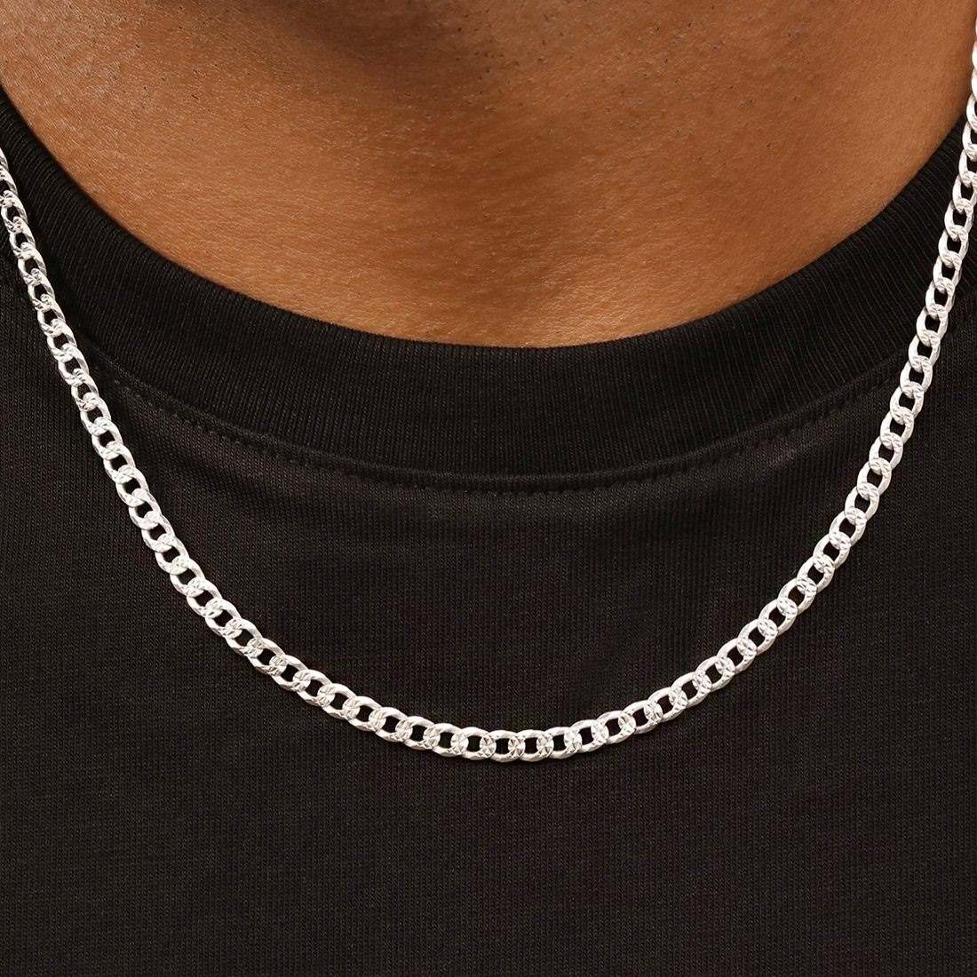 Buy Timeless Rhodium-Plated Men's Silver Chain – Zavya