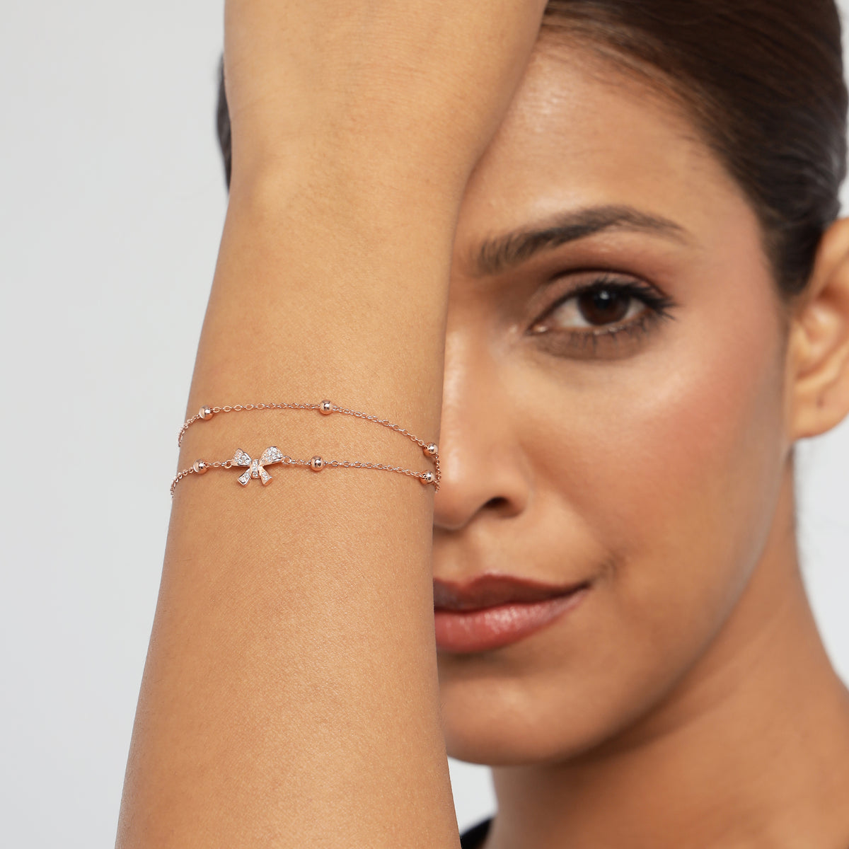 Tied Bow Rose Gold Plated 925 Sterling Silver Bracelet – Zavya