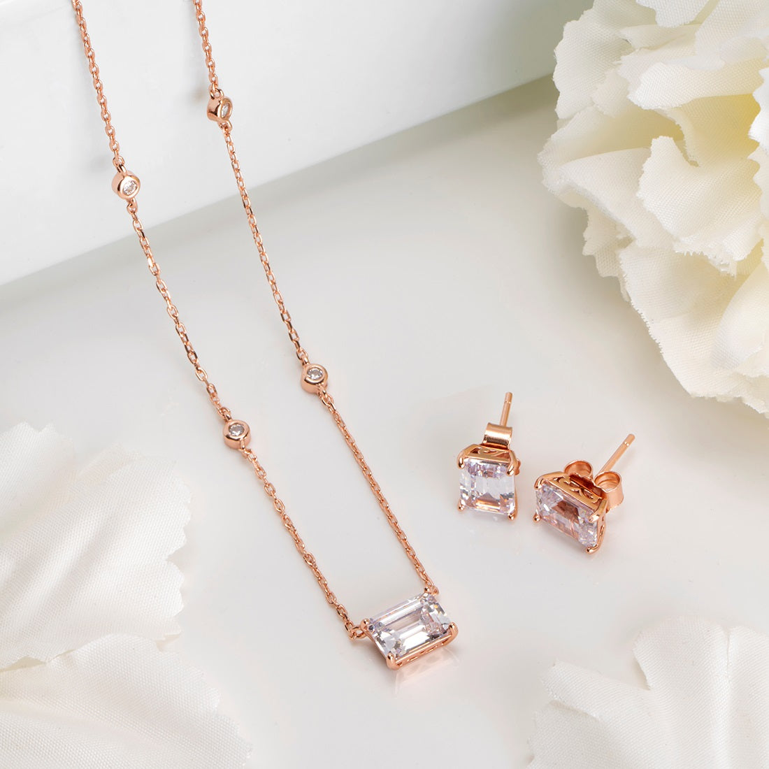 Radiant Glow Rose Gold-Plated CZ 925 Sterling Silver Jewelry Set – Zavya