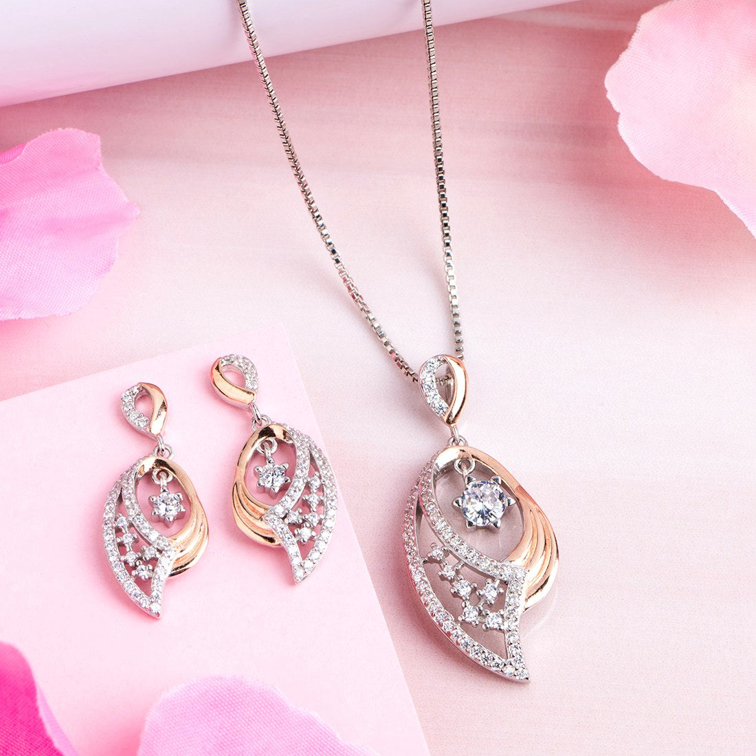 Dual Eternity CZ Radiance 925 Sterling Silver Jewelry Set – Zavya