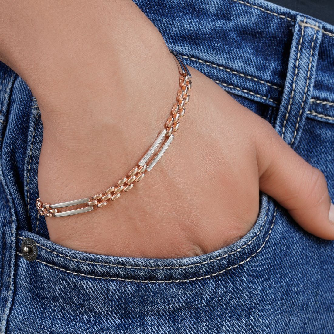 Minimal Dual Plated 925 Sterling Silver Men's Bracelet – Zavya
