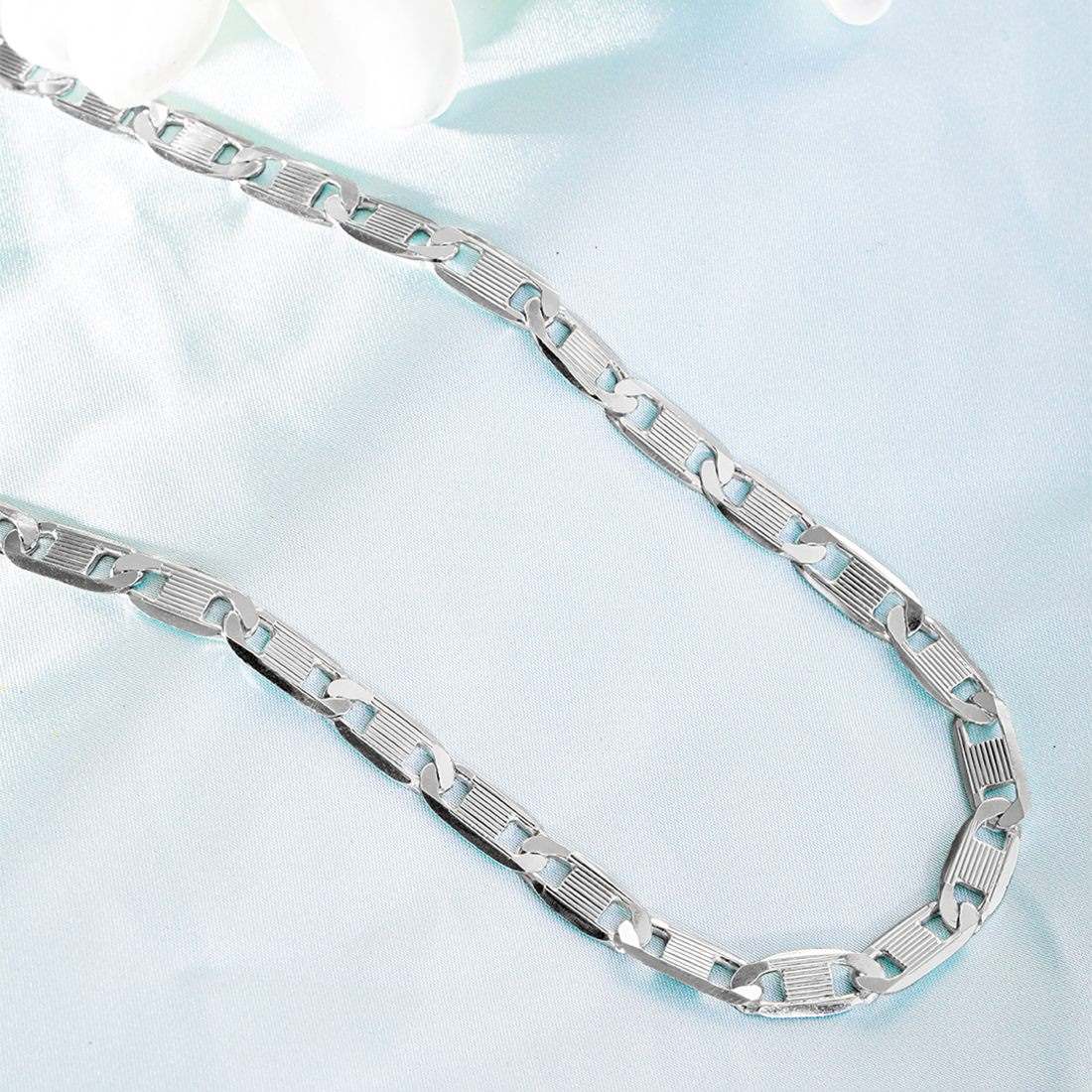 Sophisticated 925 Sterling Silver Men's Chain with Rhodium Plating – Zavya